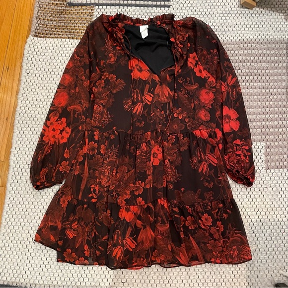 H&M | Dresses | Hm Red Floral Boho Dress | Poshmark